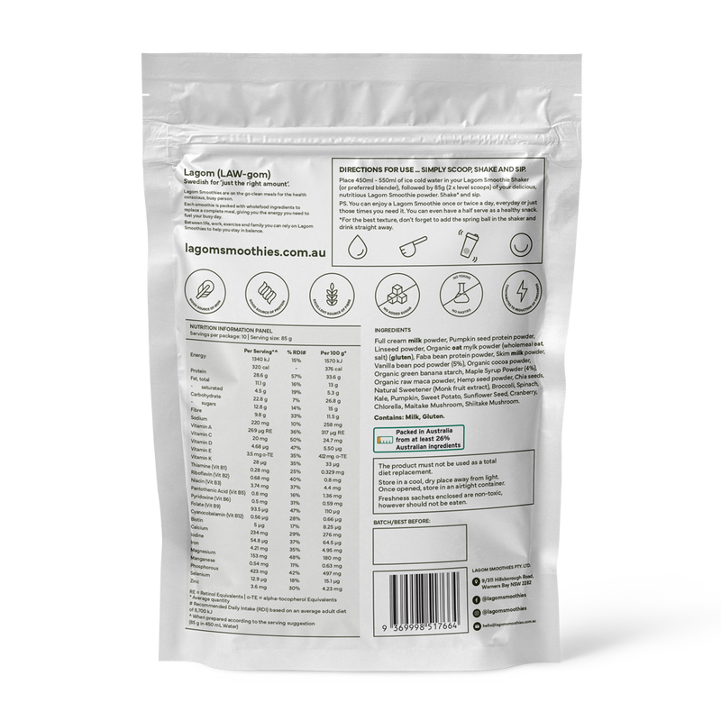 Lagom Smoothie - Nutritious Meal (Vanilla) – Lagom Smoothies